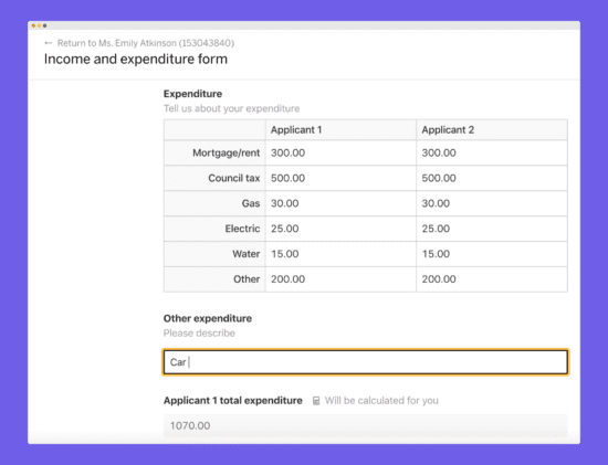 Easy Income - Expenditure Assessments Online Forms - FLG