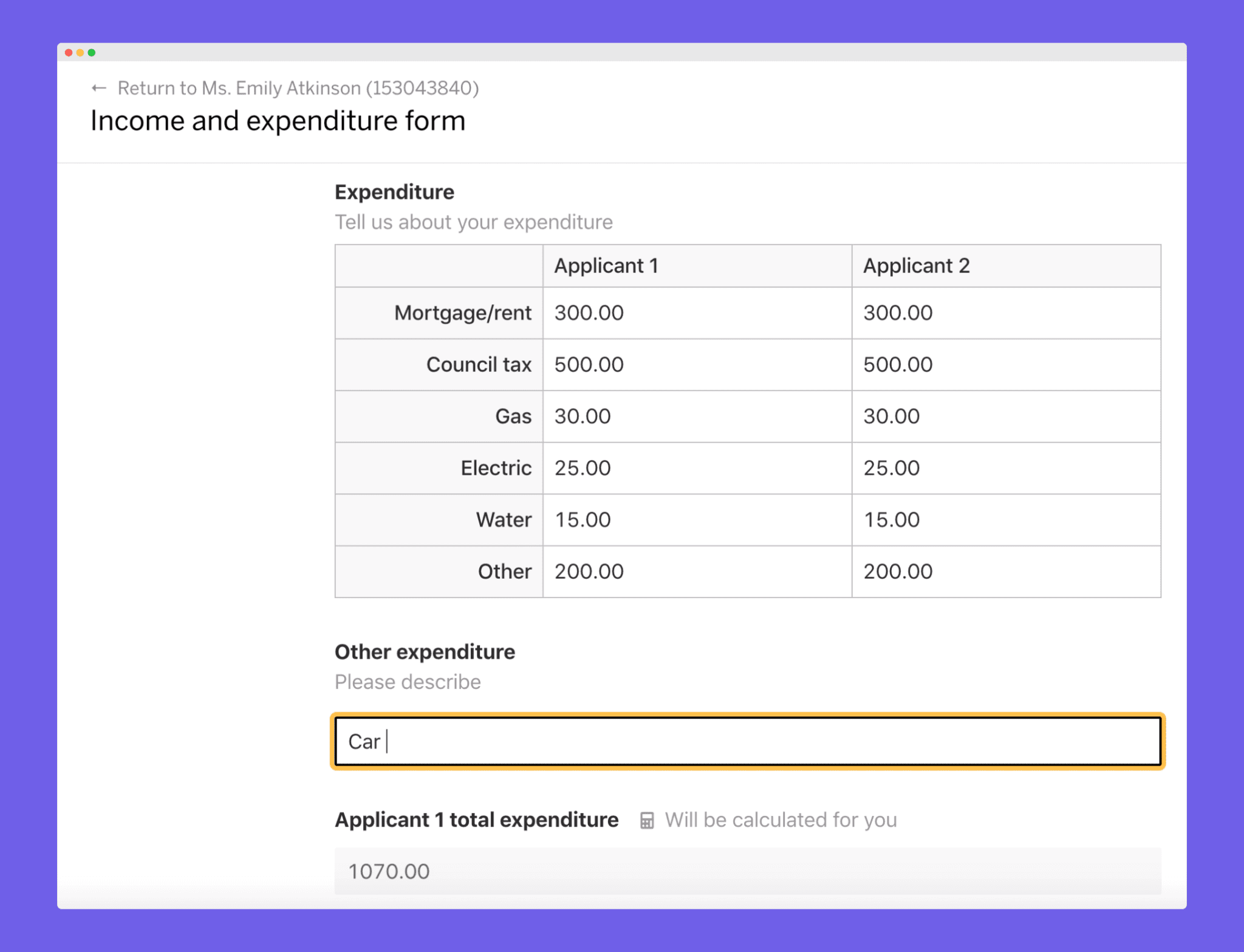Easy Income - Expenditure Assessments Online Forms - FLG